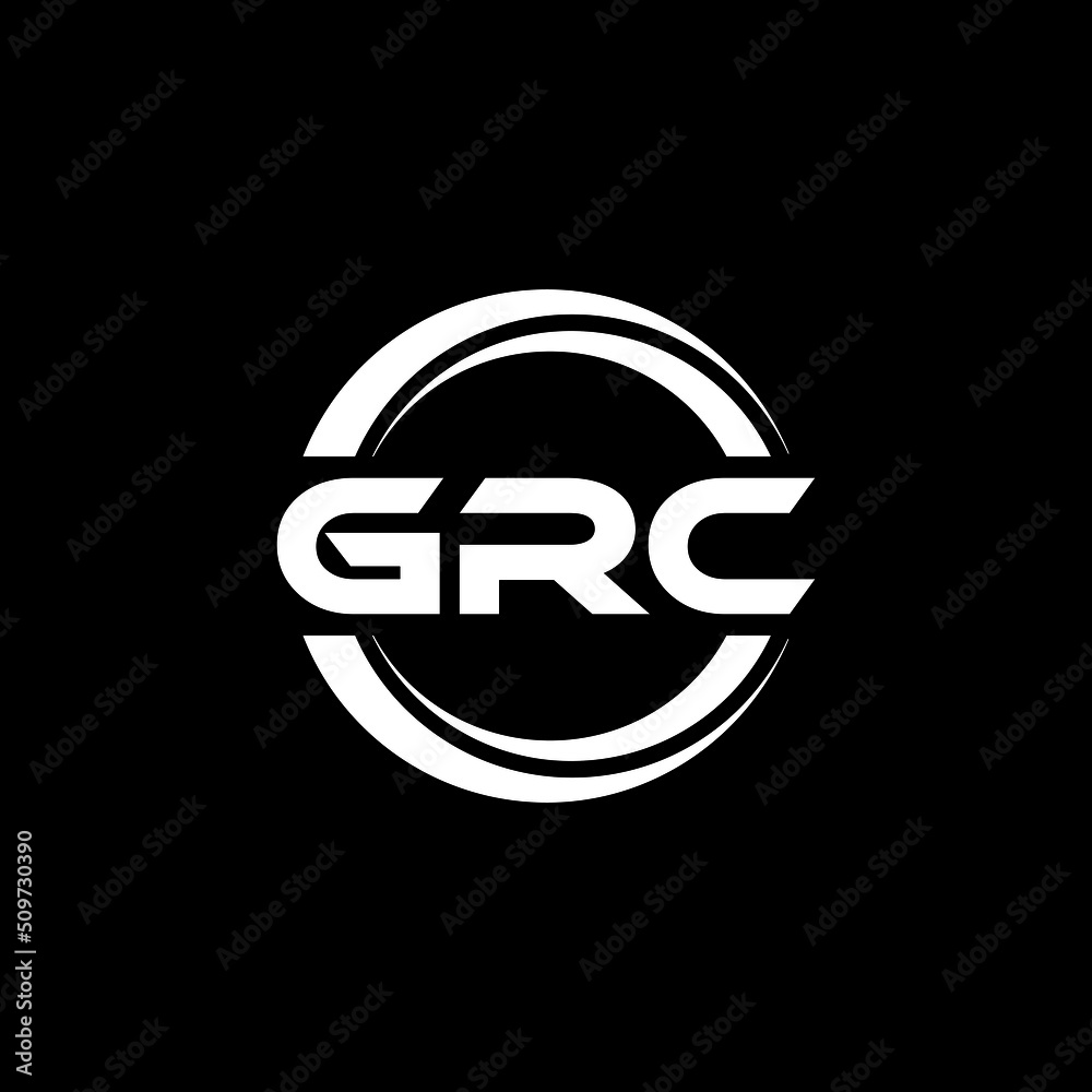 GRC letter logo design with black background in illustrator, vector ...