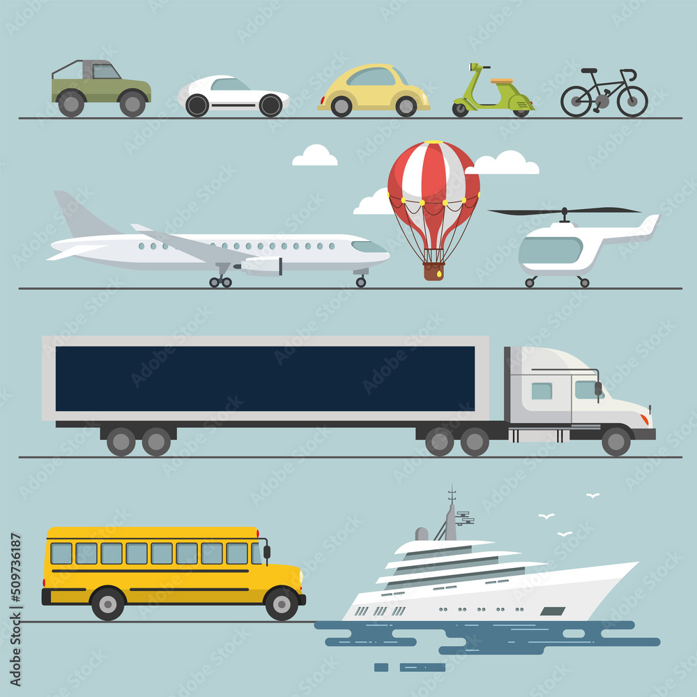 City transport set in cartoon style. Stock Vector | Adobe Stock