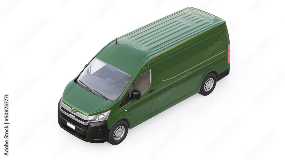 Tokyo, Japan. April 12, 2022: Toyota Hiace. Green commercial van for ...