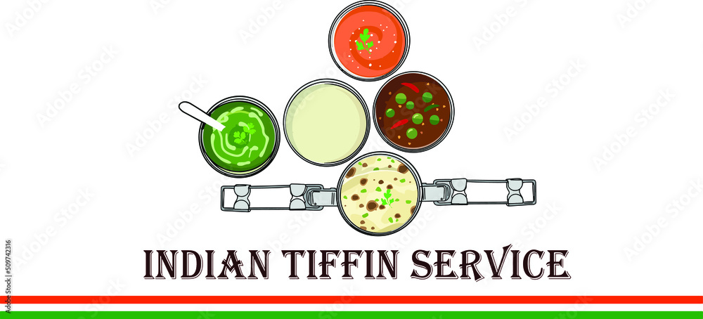 Indian Tiffin Service Logo, Indian Tiffin Center vector, Food Tiffin ...