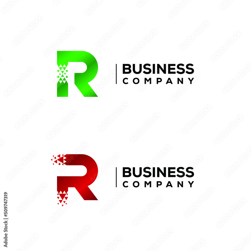 Abstract Letter R Logo design with Triangles Arrow Moving Forward for ...