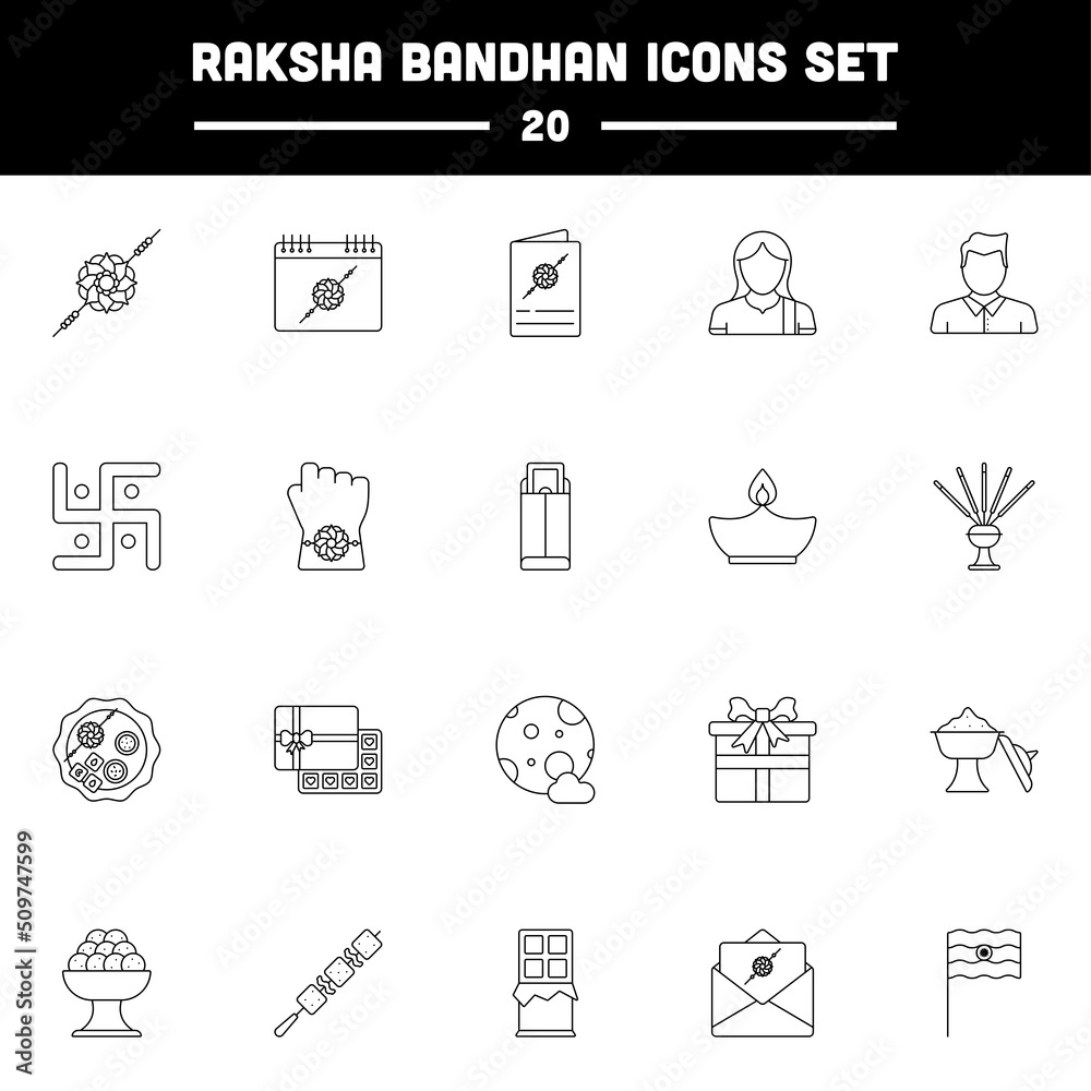 Black Stroke Illustration Of Raksha Bandhan Icon Or Symbol. Stock ...