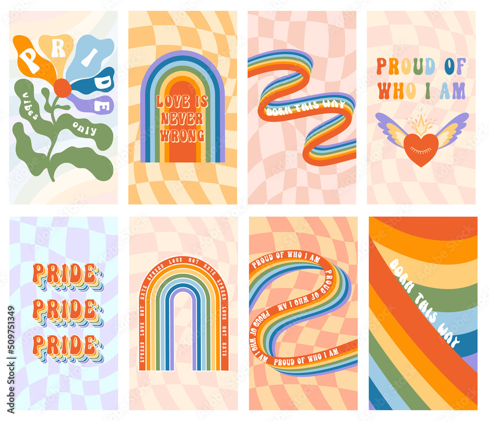 Vector collection of LGBTQ community symbols retro pride vibes with ...