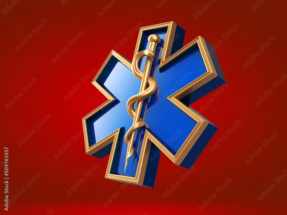 Medical symbol of the Emergency - Star of Life. 3d illustration Stock ...