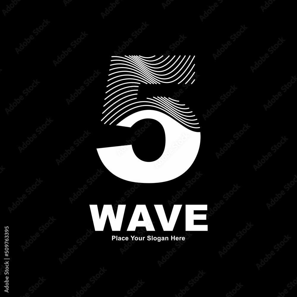 Number 5 line wave vector logo design. Suitable for business, poster ...