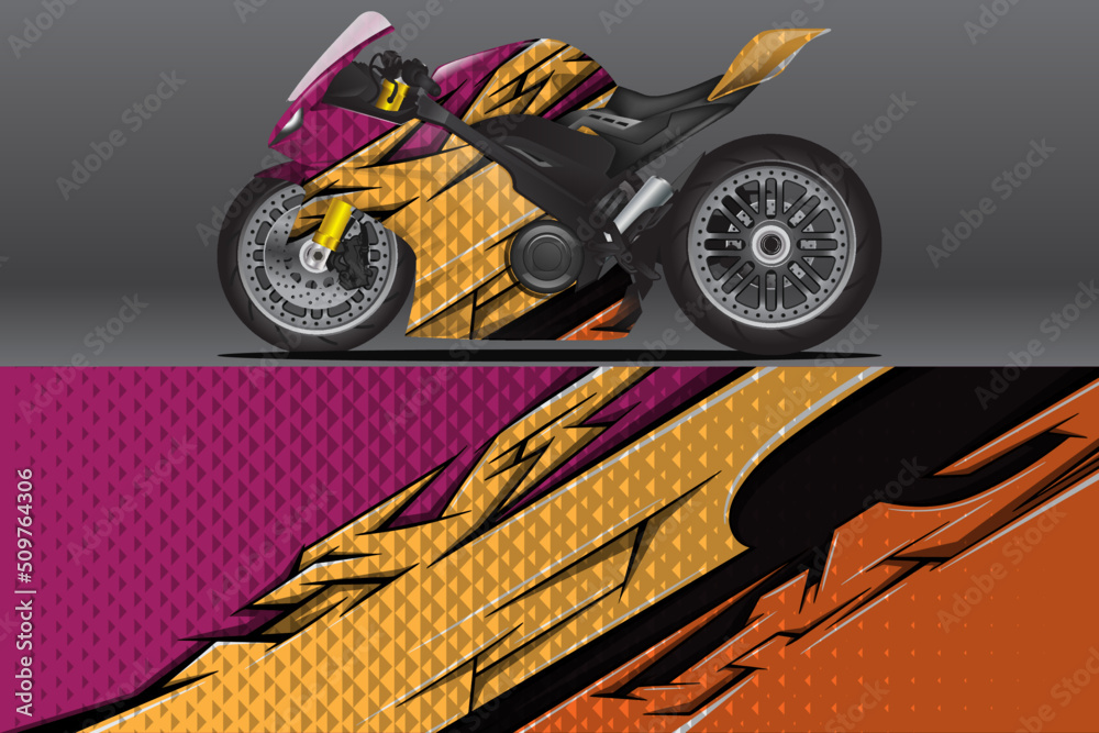 Motorcycle wrap decal and vinyl sticker design. Concept graphic ...