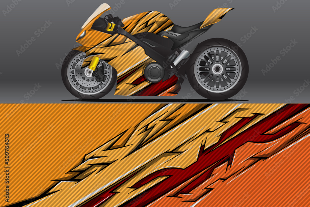Motorcycle wrap decal and vinyl sticker design. Concept graphic ...