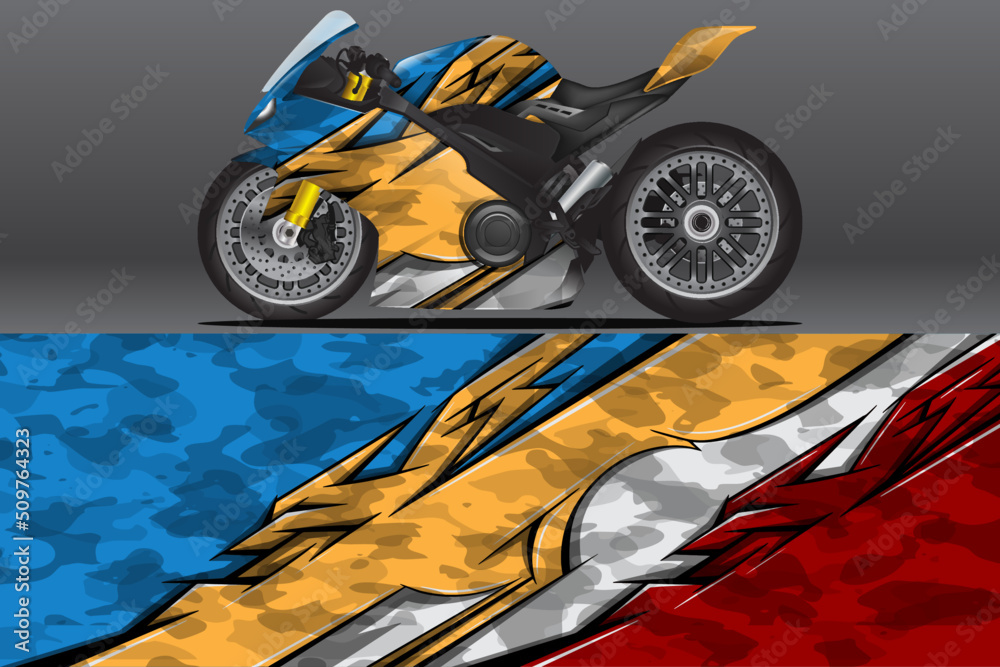 Motorcycle wrap decal and vinyl sticker design. Concept graphic ...