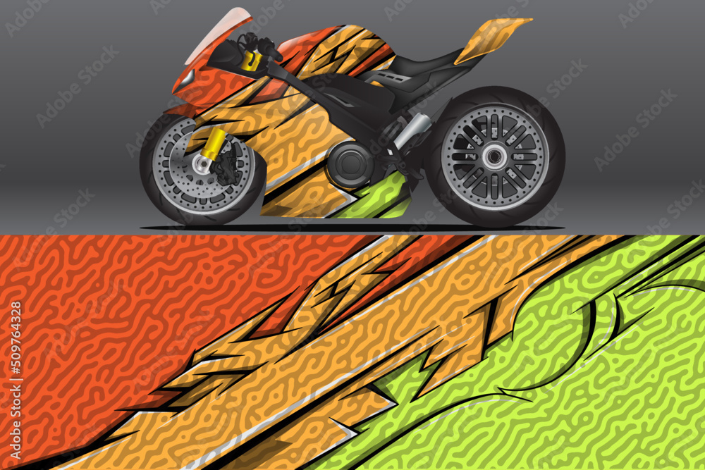 Motorcycle wrap decal and vinyl sticker design. Concept graphic ...