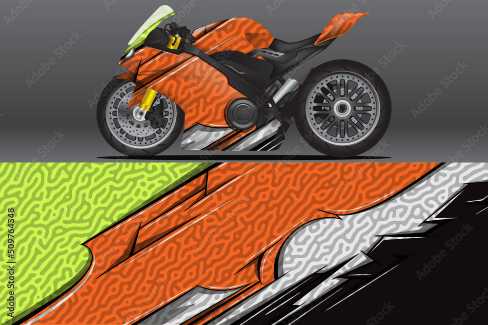 Motorcycle wrap decal and vinyl sticker design. Concept graphic ...