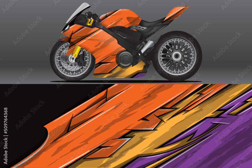 Motorcycle wrap decal and vinyl sticker design. Concept graphic ...