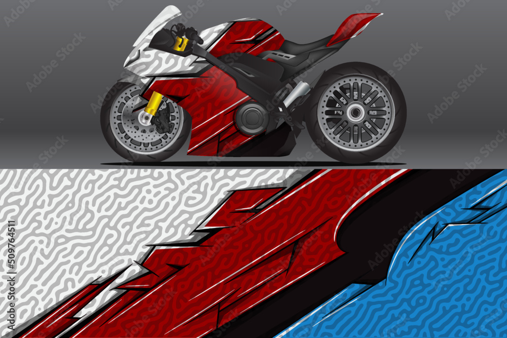 Motorcycle wrap decal and vinyl sticker design. Concept graphic ...