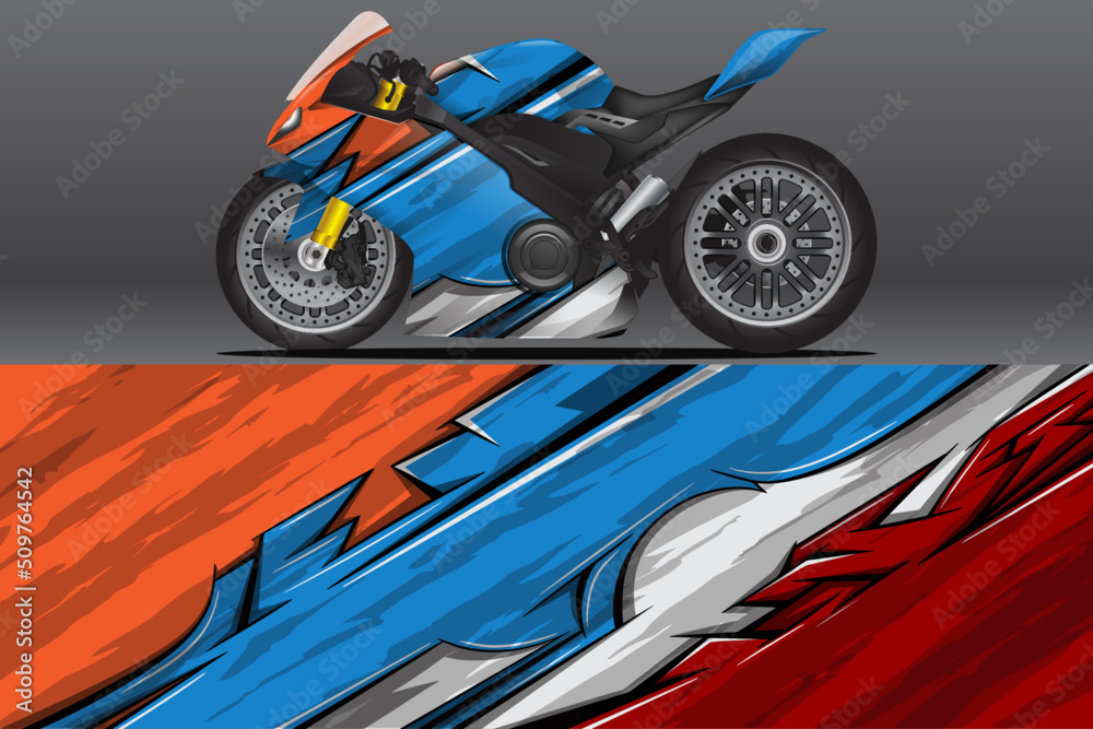 Motorcycle wrap decal and vinyl sticker design. Concept graphic ...