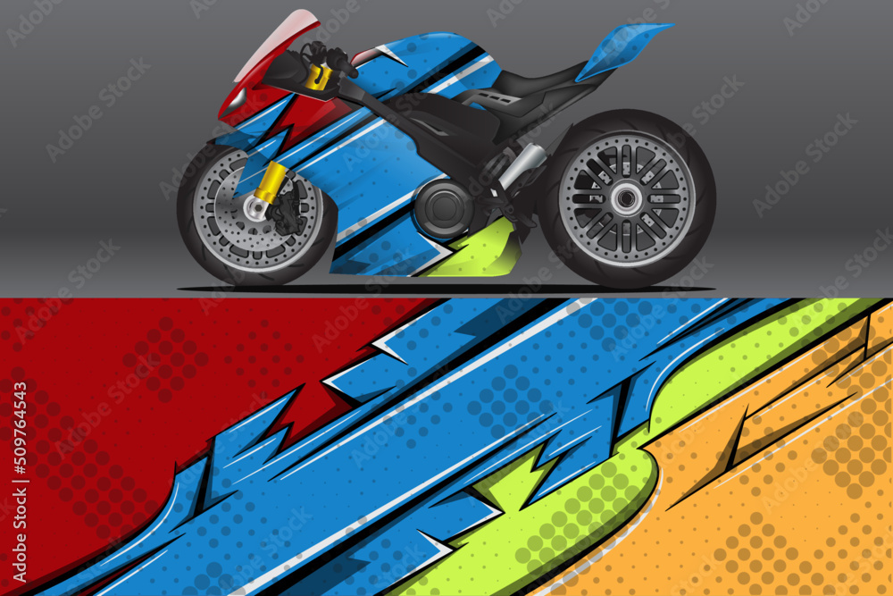 Motorcycle wrap decal and vinyl sticker design. Concept graphic ...