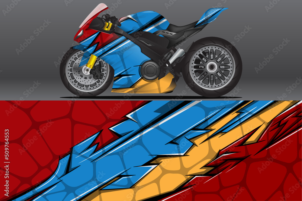 Motorcycle wrap decal and vinyl sticker design. Concept graphic ...