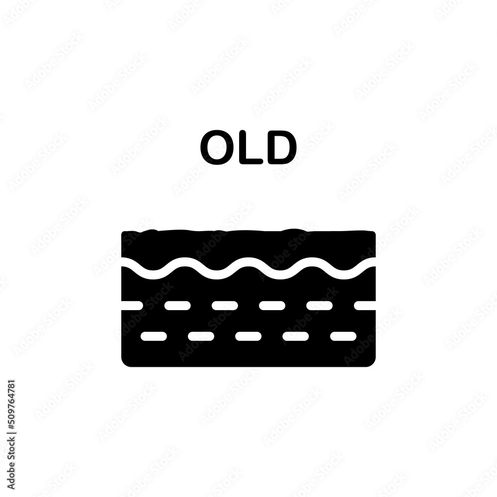 Old Skin Silhouette Icon. Dermis Structure of Aged Skin Black Pictogram ...