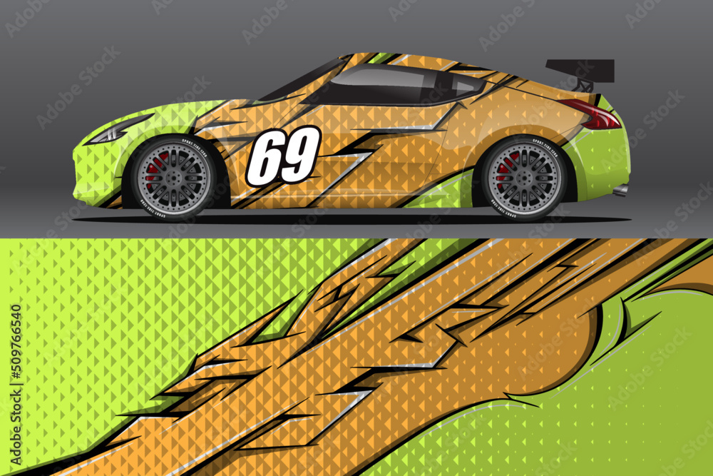 Abstract Race car wrap sticker design and sports background for daily ...