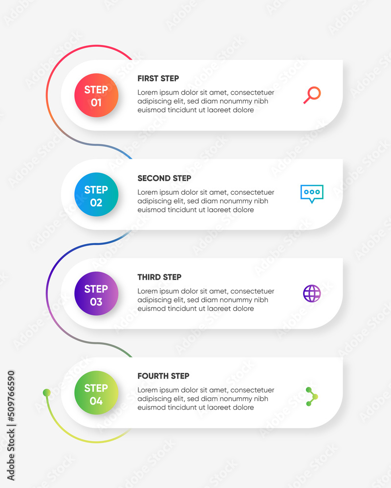 Colorful infographic geometrics steps. Modern 4 steps infographic ...