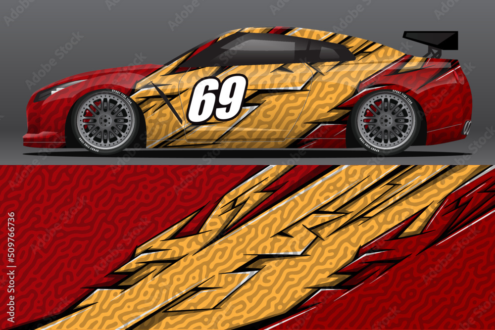 Abstract Race car wrap sticker design and sports background for daily ...