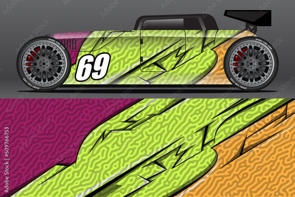 Abstract Race car wrap sticker design and sports background for daily ...