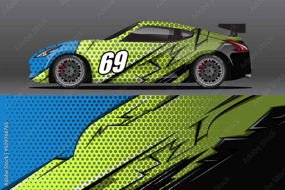 Abstract Race car wrap sticker design and sports background for daily ...