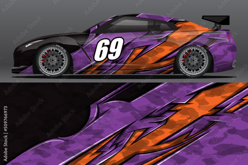 Abstract Race car wrap sticker design and sports background for daily ...