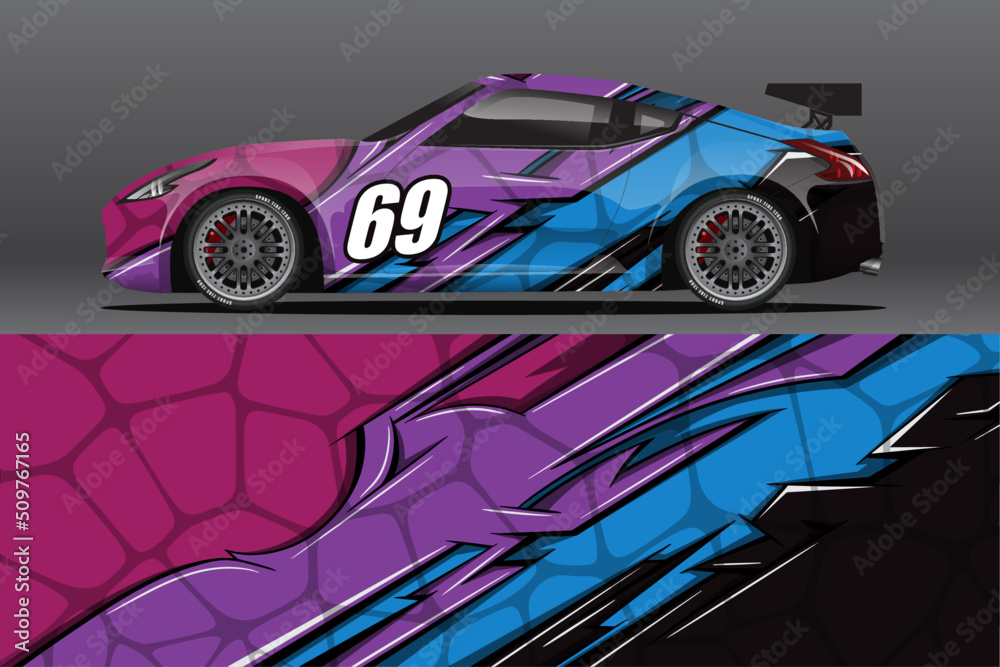 Abstract Race car wrap sticker design and sports background for daily ...