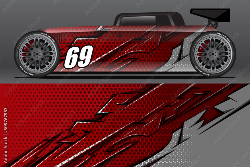 Abstract Race car wrap sticker design and sports background for daily ...