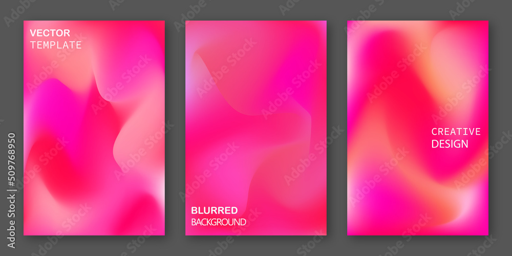 Social media post layout set with gradient background. Colorful neon ...