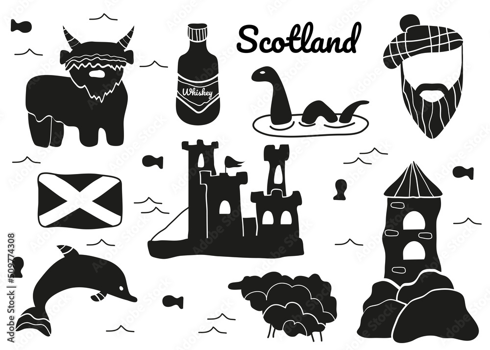 The Scottish set. The background of the vector illustration. Whiskey ...