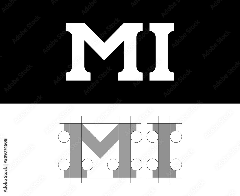 Vecteur Stock Letter MI icon logo vector design illustration and serif ...