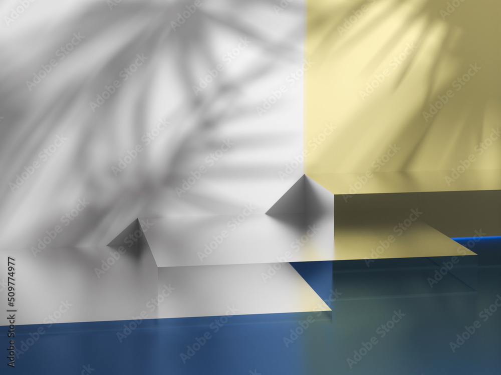 Showcase background with natural hard light and glass forms. 3d ...