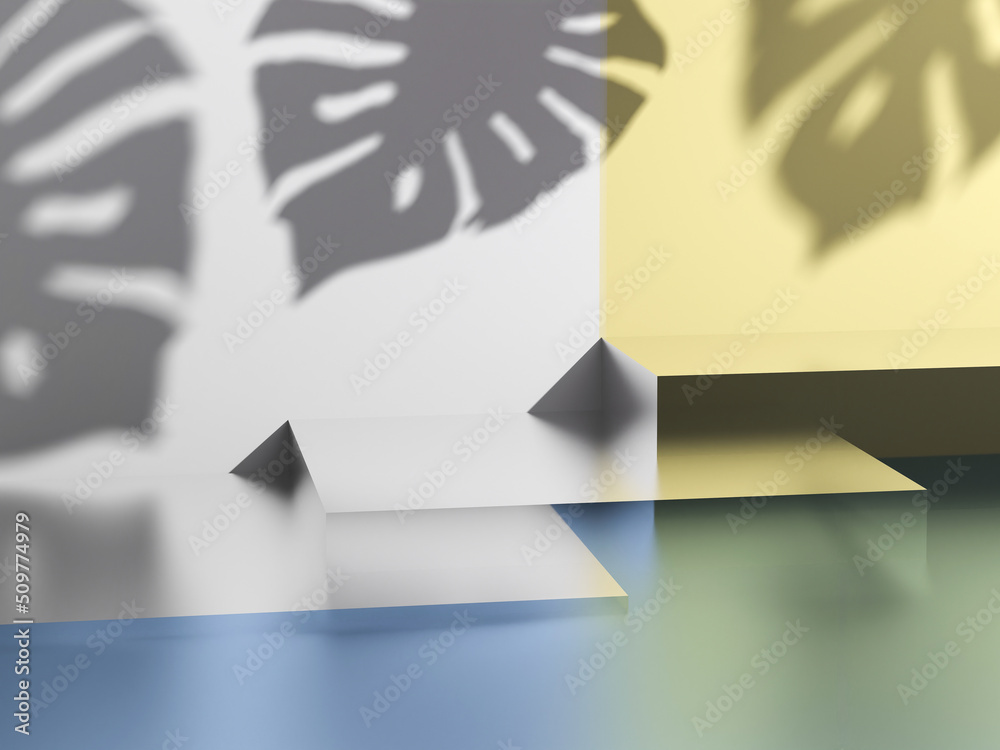Showcase background with natural hard light and glass forms. 3d ...