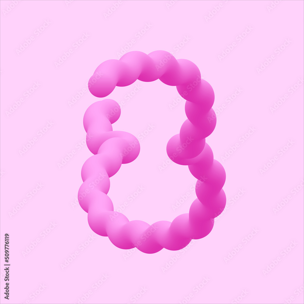 8 number pink cotton candy logo design. Vector shinny isolated font for ...