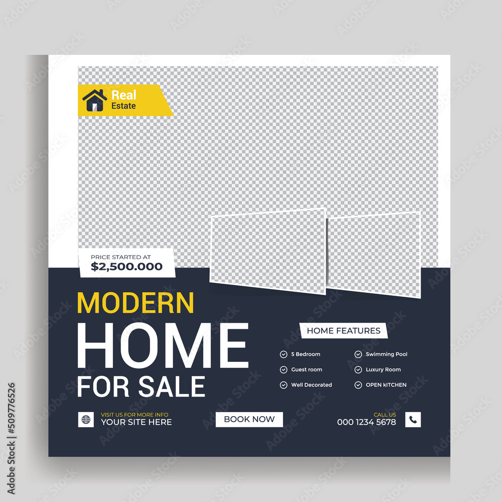 Real Estate Social Media Post Design Layout Pack Stock Vector | Adobe Stock