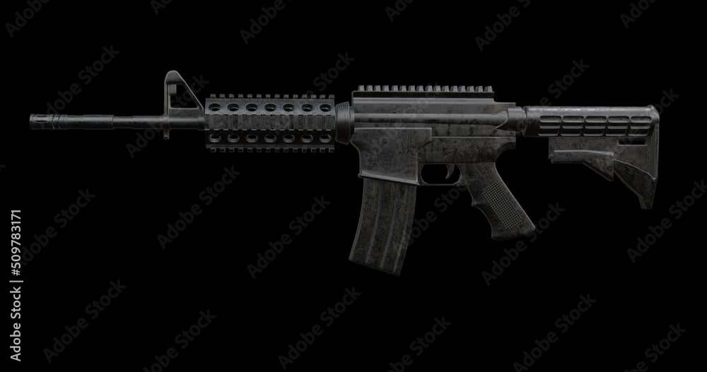 Vidéo Stock 3d render of rifle gun with transparent background in mov ...