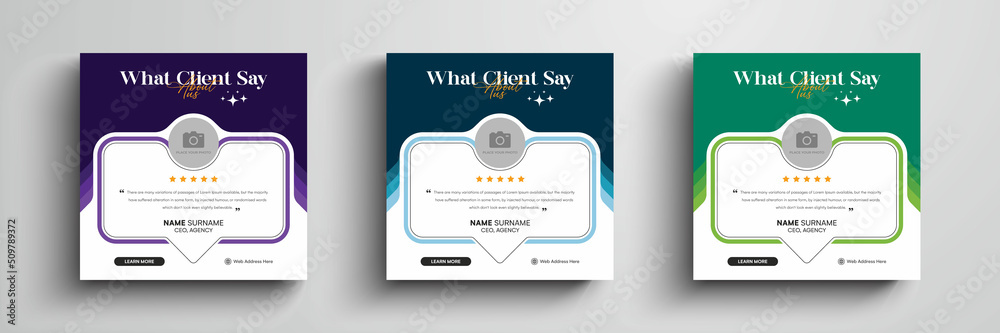 Modern and creative client testimonial social media post design ...