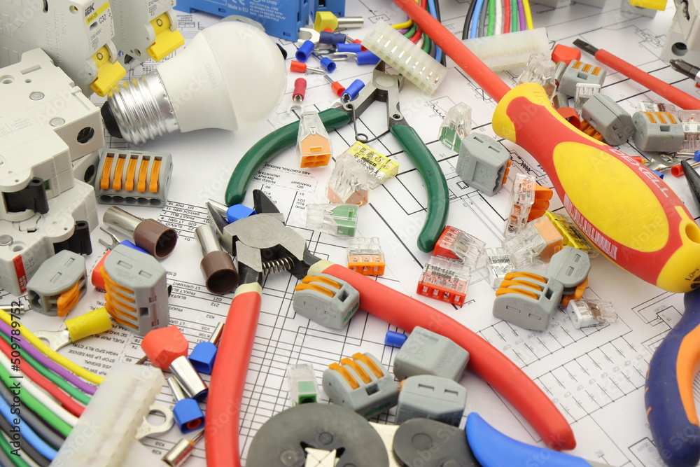 Electrical tools and materials for the installation of an electrical ...