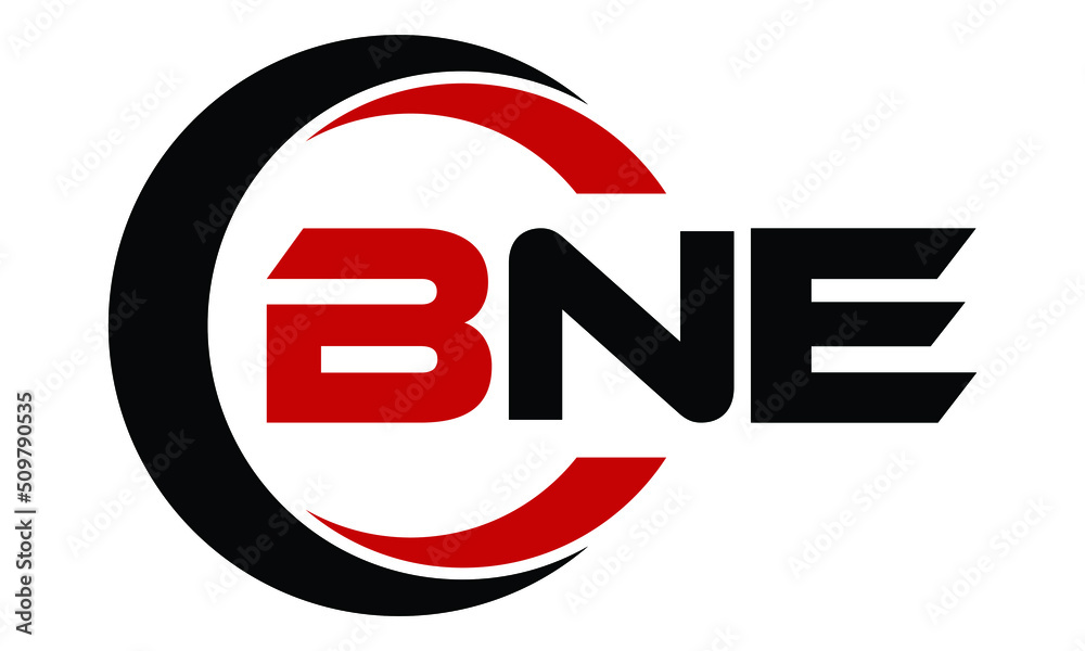 BNE swoosh three letter logo design vector template | monogram logo ...