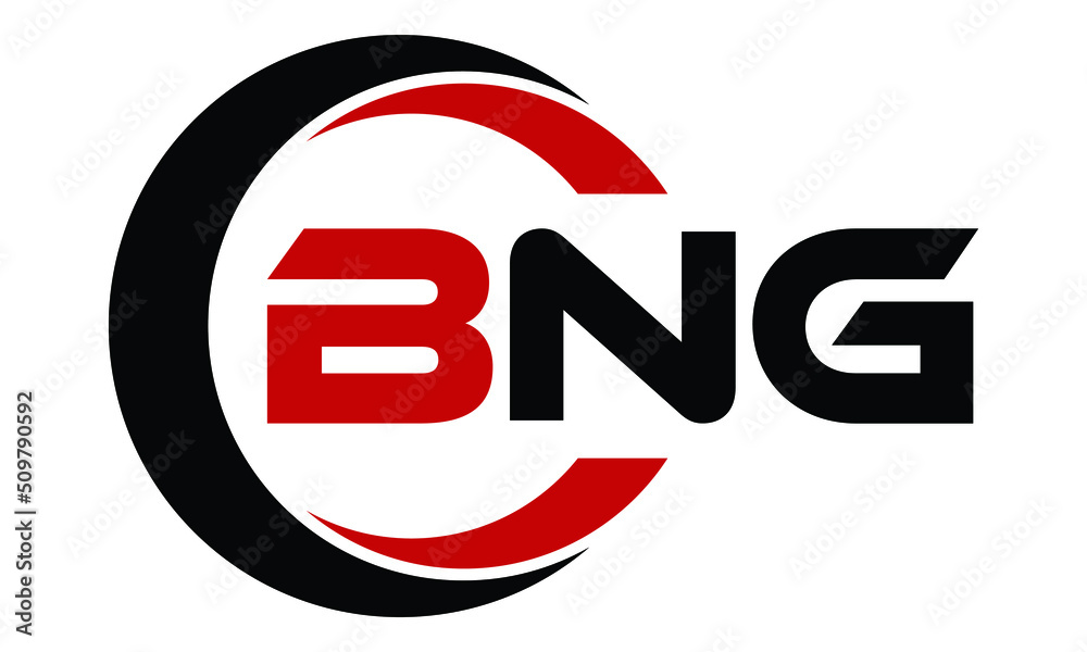 BNG swoosh three letter logo design vector template | monogram logo ...