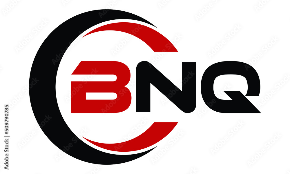 BNQ swoosh three letter logo design vector template | monogram logo ...