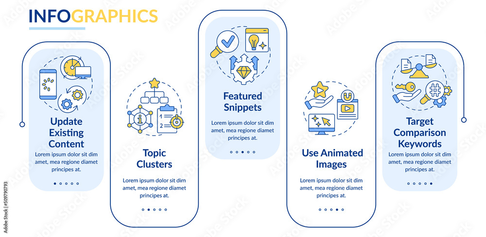 Advanced SEO technique rectangle infographic template. Data ...