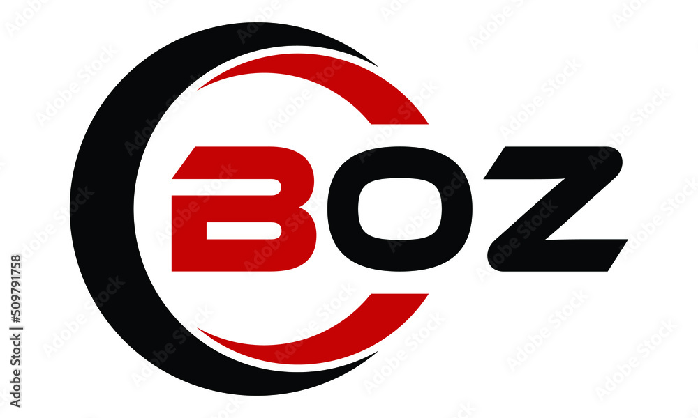 BOZ swoosh three letter logo design vector template | monogram logo ...