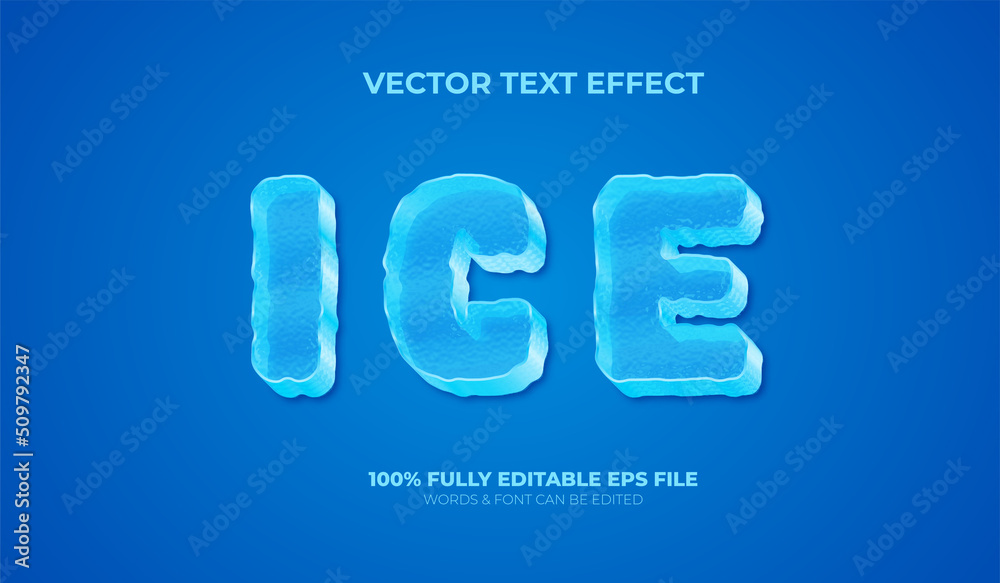 Editable 3d Vector Ice Text Effect with Water Texture vector de Stock | Adobe Stock