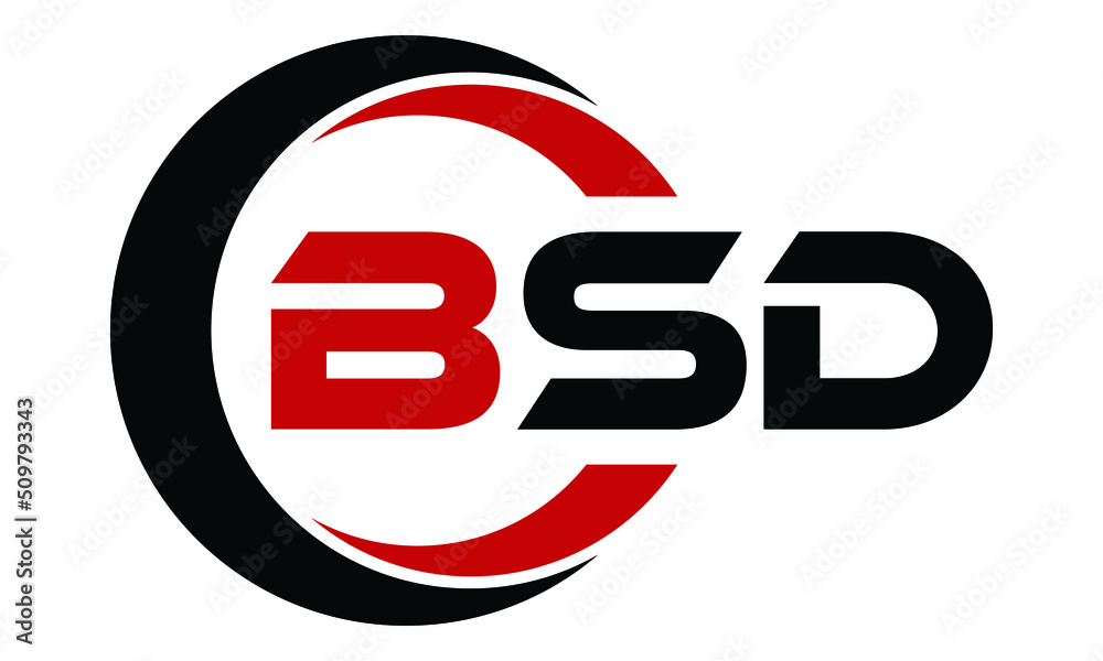 BSD swoosh three letter logo design vector template | monogram logo ...