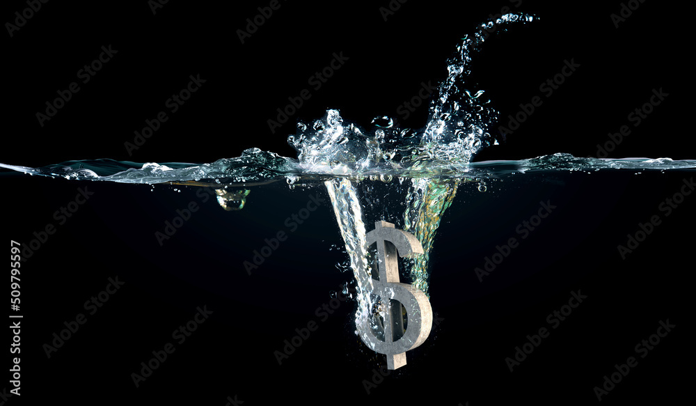 Sign of us dollar in water splashes Stock Photo | Adobe Stock
