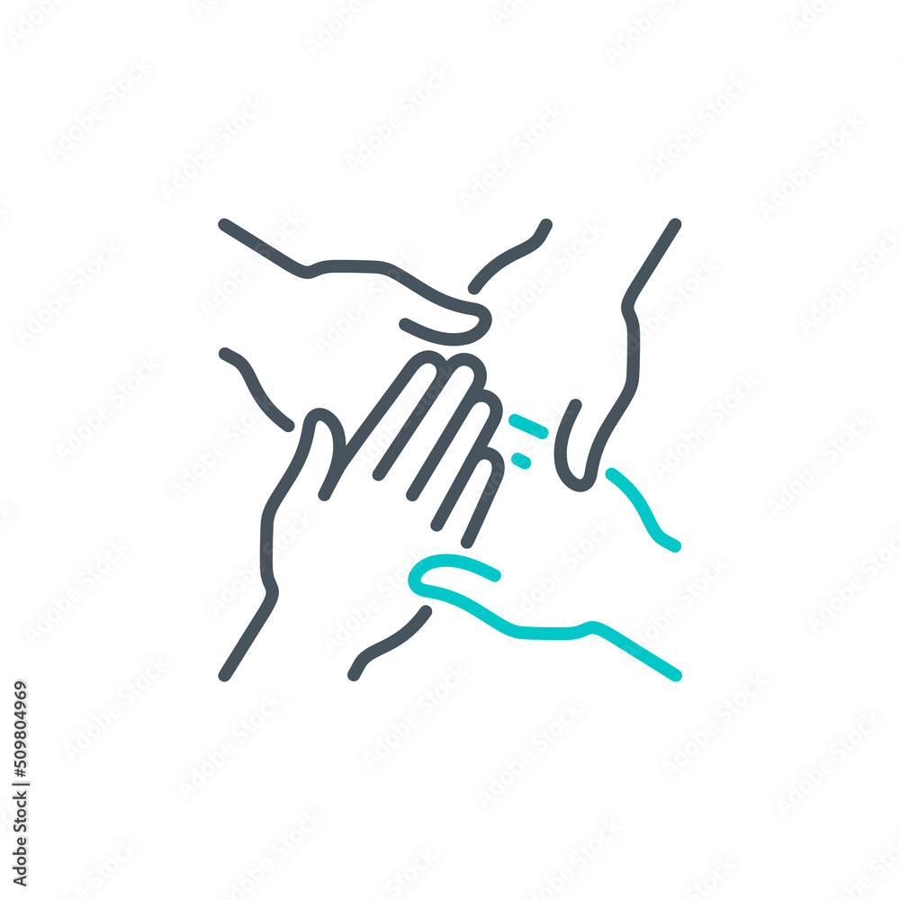 Unity team and teamwork single line icon isolated on white Perfect ...