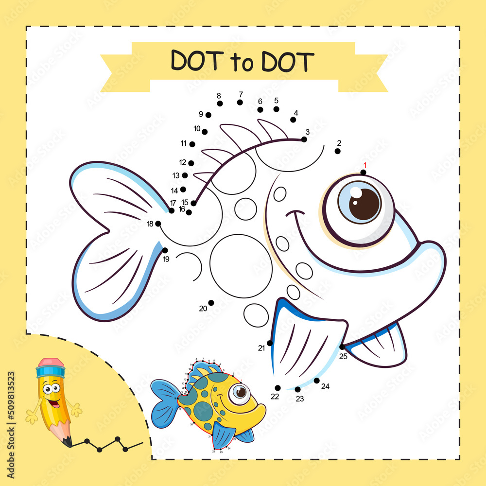 Dot to dot Game. Exotic Fish. Connect the dots by numbers to draw the ...