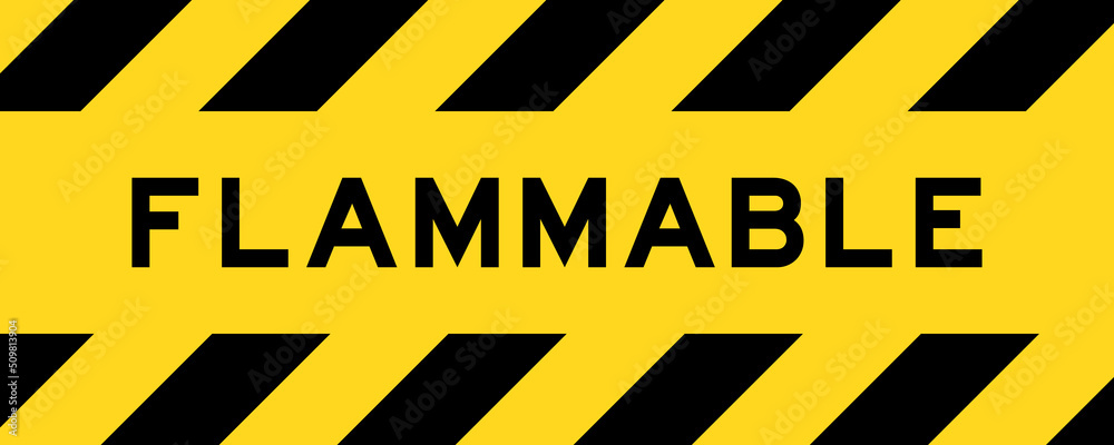 Yellow and black color with line striped label banner with word ...