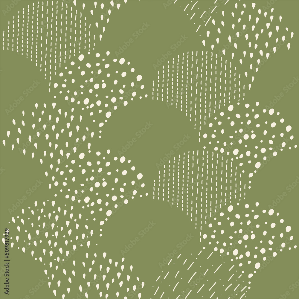 Vector illustration. Children's drawing. Spotted green and biege ...